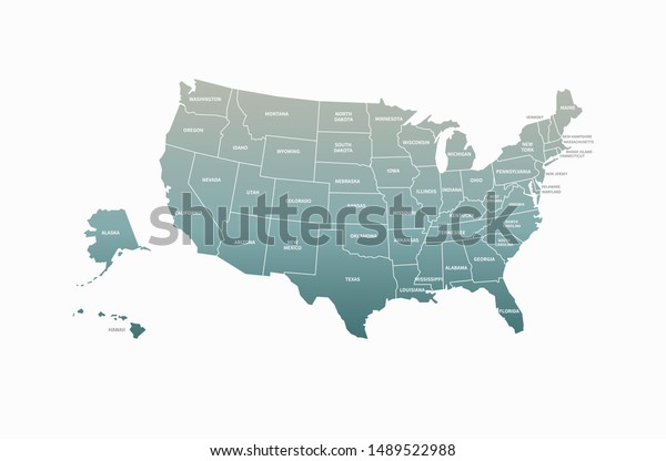 Detailed America Map Graphic Vector United: เวกเตอร์สต็อก (ปลอดค่า ...
