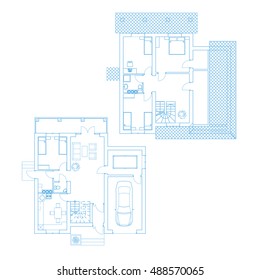 Detailed Architectural House Plans Vector Blueprint Stock Vector ...