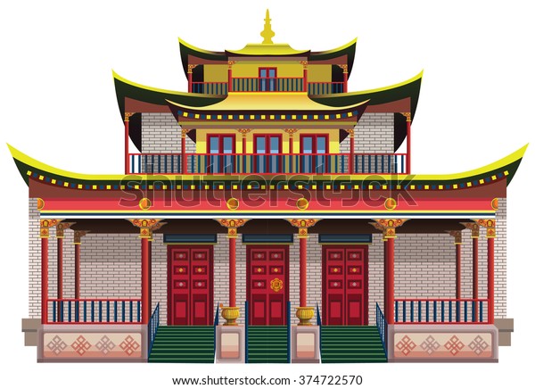 Detailed Buddhist Temple Monastery Stock Vector (Royalty Free) 374722570