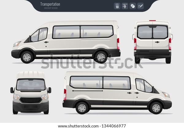 Detailed Cargo Van Vector Template Realistic Stock Vector (Royalty Free ...