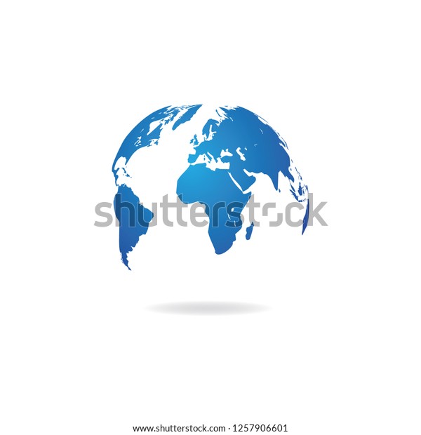 Detailed colored world map. Globe icon.