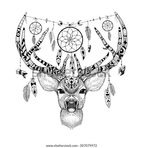 Detailed Deer Aztec Style Stock Vector (Royalty Free) 307079972 ...