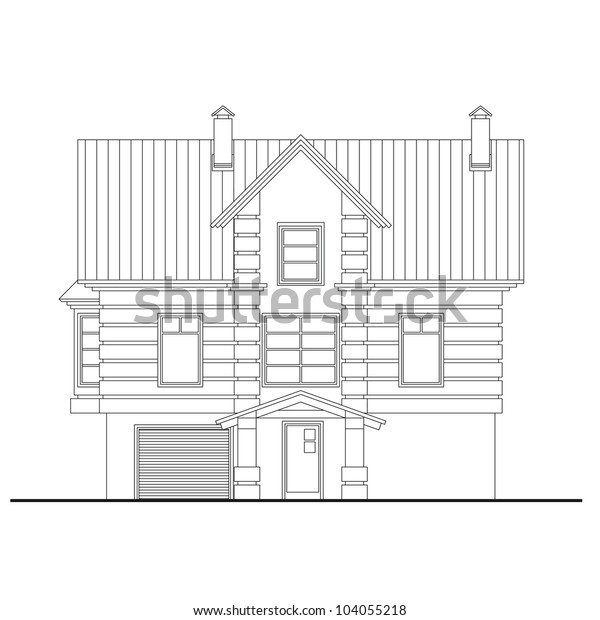 Detailed Drawing Small House Front Facade Stock Vector (Royalty Free ...
