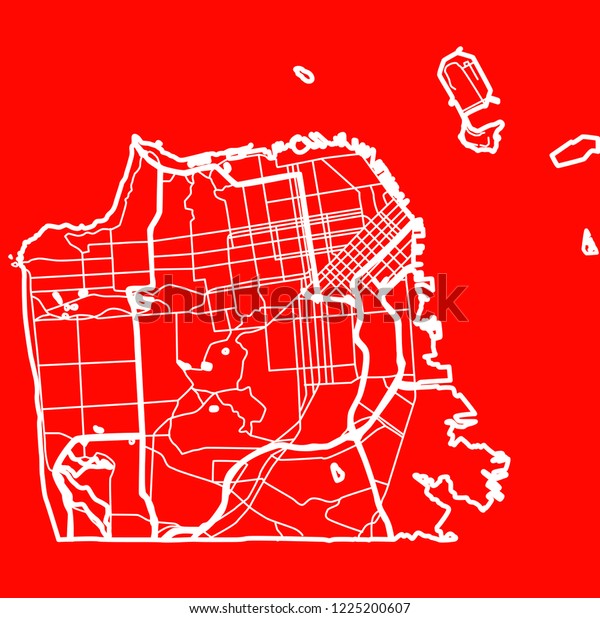 Detailed Flat Design Map San Francisco Stock Vector (Royalty Free ...