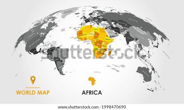 Detailed Global World Map Borders Names Stock Vector (Royalty Free ...