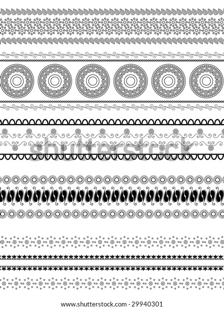 Detailed Henna Borders Stock Vector (Royalty Free) 29940301