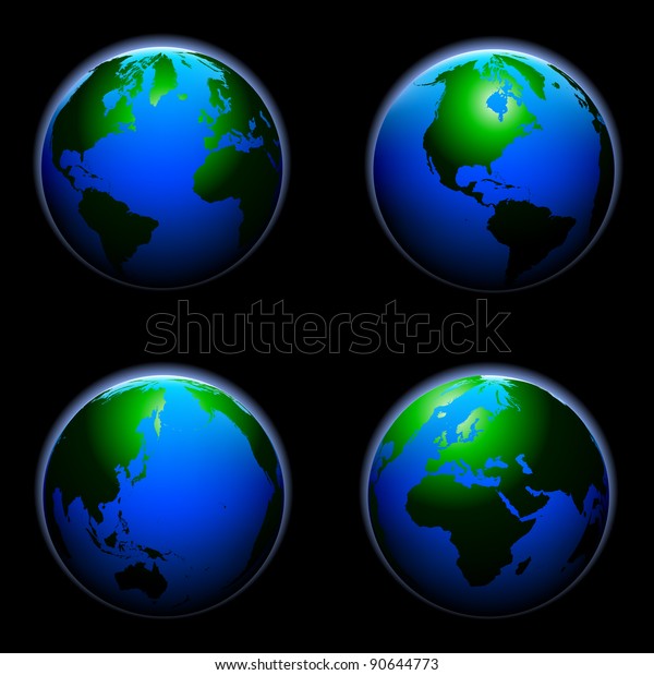 Detailed Illustration Earth Globe Different Angles Stock Vector ...