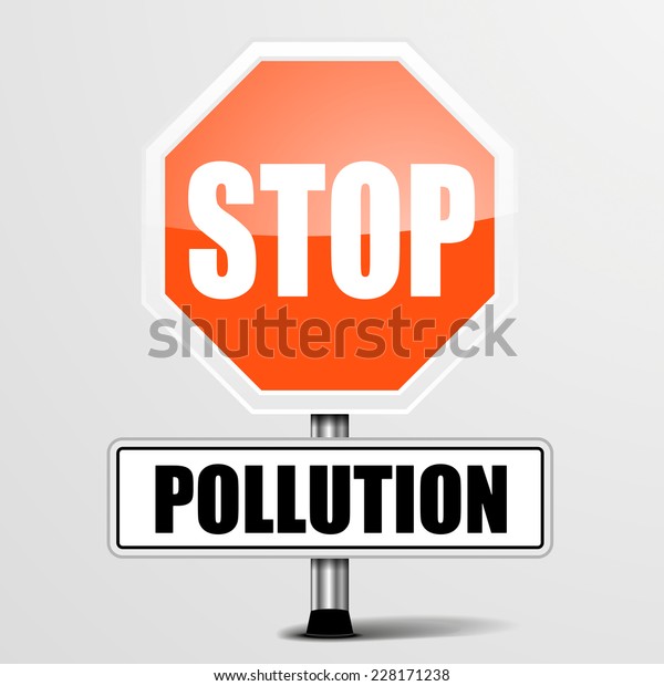 Detailed Illustration Red Stop Pollution Sign Stock Vector (Royalty ...