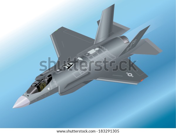 Detailed Isometric Vector Illustration of an F-35 Lightning II Fighter Jet