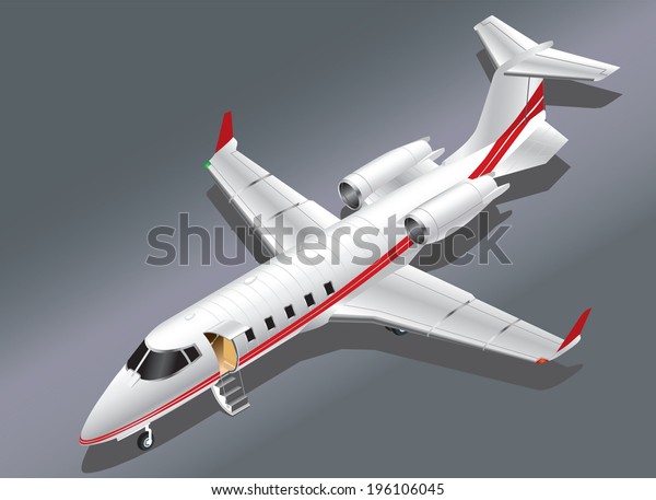 Detailed Isometric Vector Illustration Private Jet 스톡 벡터(로열티 프리 ...