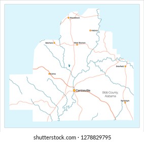 Detailed Large Map Bibb County Alabama Stock Vector (Royalty Free ...