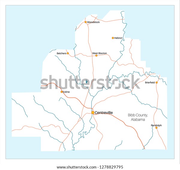 Detailed Large Map Bibb County Alabama Stock Vector (Royalty Free ...