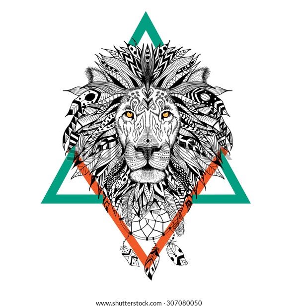 Detailed Lion Aztec Style Stock Vector (Royalty Free) 307080050 ...