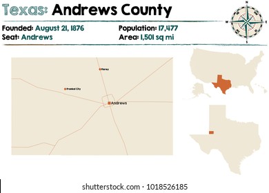 Detailed Map Andrews County Texas Usa Stock Vector (Royalty Free ...