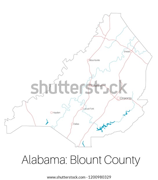 Detailed Map Blount County Alabama Usa Stock Vector (Royalty Free ...