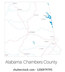 Detailed Map Chambers County Alabama Usa 库存矢量图（免版税）1200979795 ...