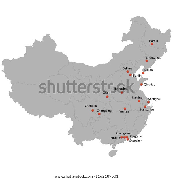 detailed map of the China with cities