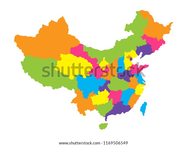 Detailed map of China with provinces and administrative regions. Color ...