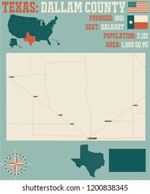 Detailed Map Dallam County Texas Usa Stock Vector (Royalty Free ...