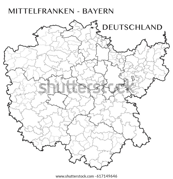 Detailed Map District Central Franconia Bavaria Stock Vector (Royalty ...