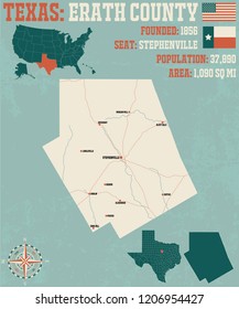 Detailed Map Erath County Texas Usa Stock Vector (Royalty Free ...