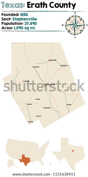 Detailed Map Erath County Texas Usa Stock Vector (Royalty Free ...