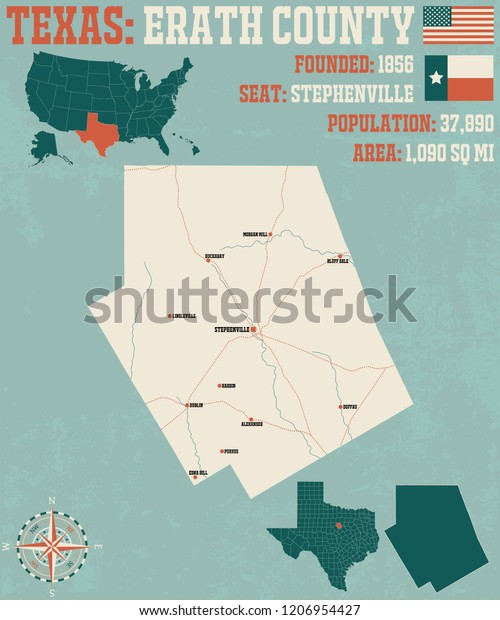Detailed Map Erath County Texas Usa Stock Vector (Royalty Free ...
