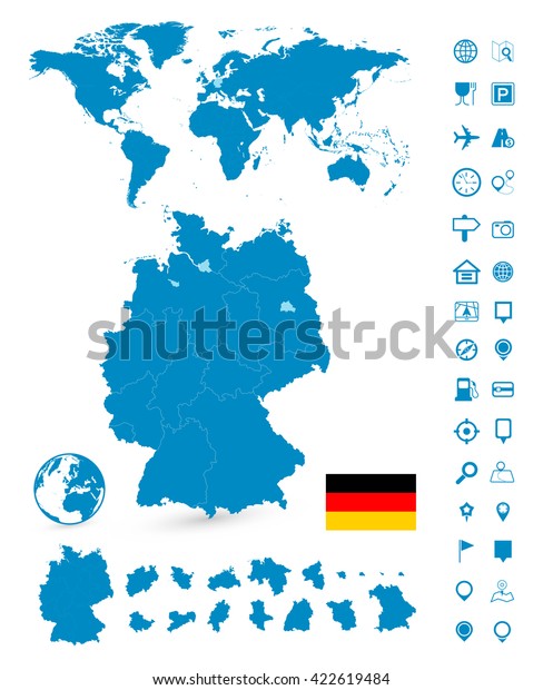 Detailed Map Germany World Map Navigation Stock Vector (Royalty Free ...
