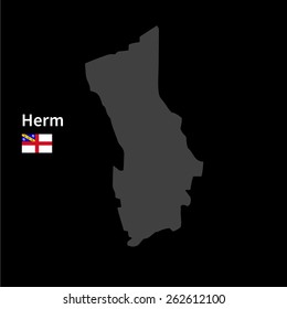 Detailed Map Herm Flag On Black Stock Vector (Royalty Free) 262612100 ...