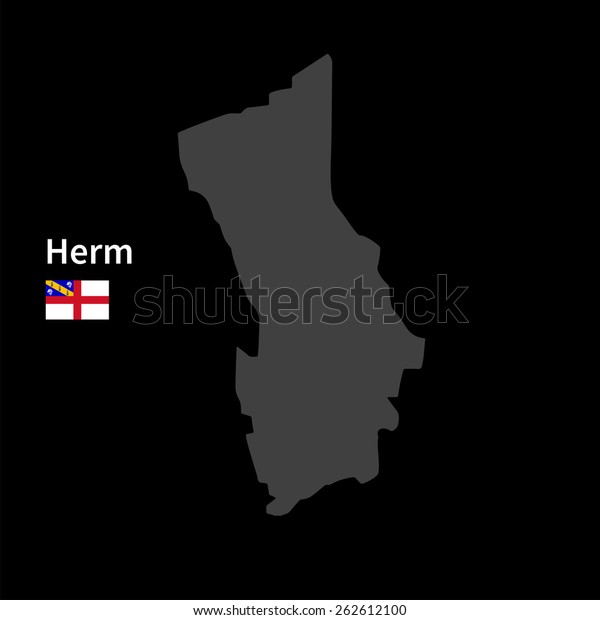 Detailed Map Herm Flag On Black Stock Vector (Royalty Free) 262612100 ...