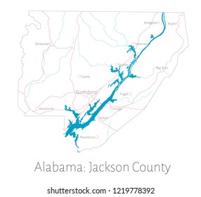 Detailed Map Jackson County Alabama Usa Stock Vector (Royalty Free ...