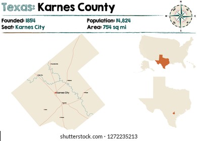 Detailed Map Karnes County Texas Usa Stock Vector (Royalty Free) 1272235213 | Shutterstock