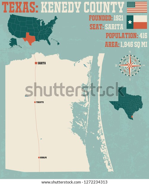 Detailed Map Kenedy County Texas Usa Stock Vector (Royalty Free ...