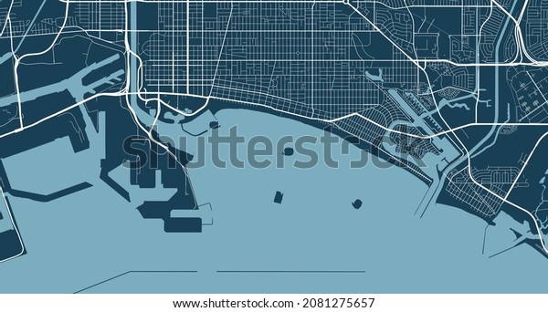 Detailed Map Long Beach City Administrative Stock Vector (Royalty Free ...