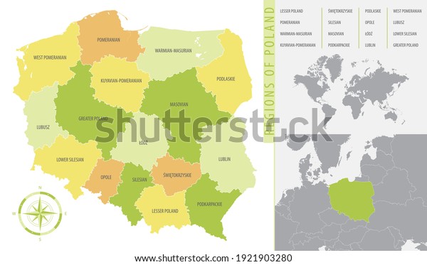 Detailed Map Poland Administrative Divisions Country Stock Vector ...