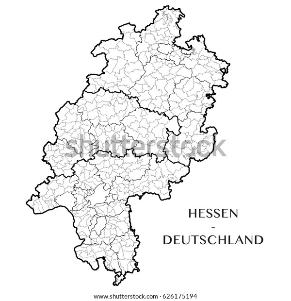 Detailed Map State Hesse Hessia Germany Stock Vector (Royalty Free ...