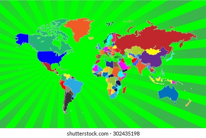 Detailed Map World Beaming: vector de stock (libre de regalías ...
