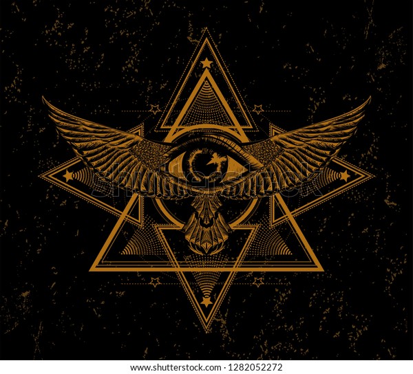 Detailed Masonic Symbol Wings All Seeing Stock Vector (Royalty Free ...