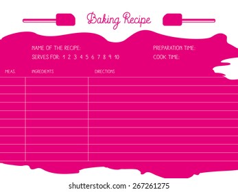 Detailed Recipe Card Baking Recipe Write Stock Vector (Royalty Free ...