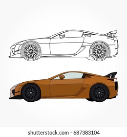 Detailed Side Flat Orange Racing Car Stock Vector (Royalty Free ...