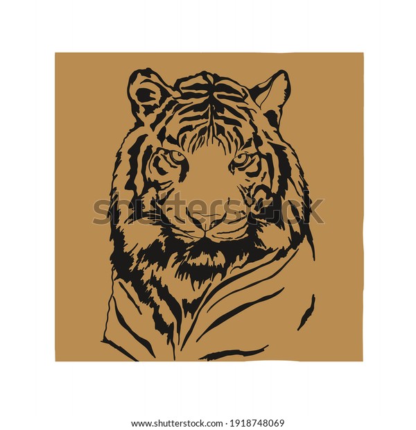 Detailed Tiger Face Colored Background Stock Vector (Royalty Free ...