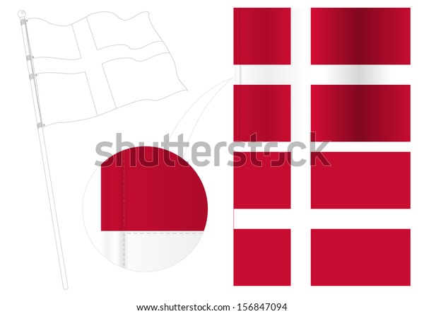 Detailed Vector Dannebrog Denmark Flag Stock Vector (Royalty Free ...