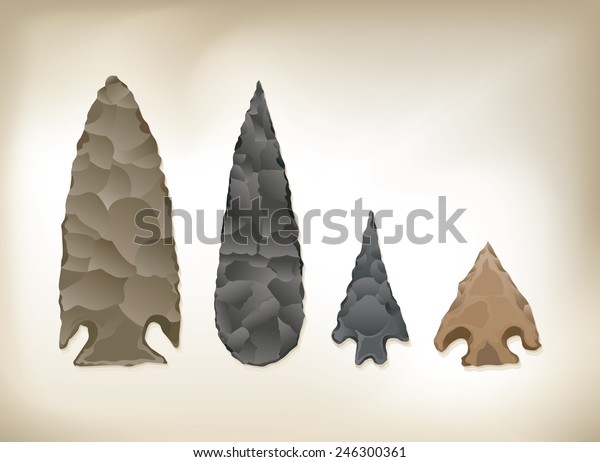 Detailed Vector Drawing 4 Arrowheads Easy Stock Vector (Royalty Free ...