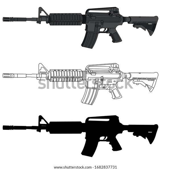 Detailed Vector M16 Rifle Used By Stock Vector (Royalty Free ...