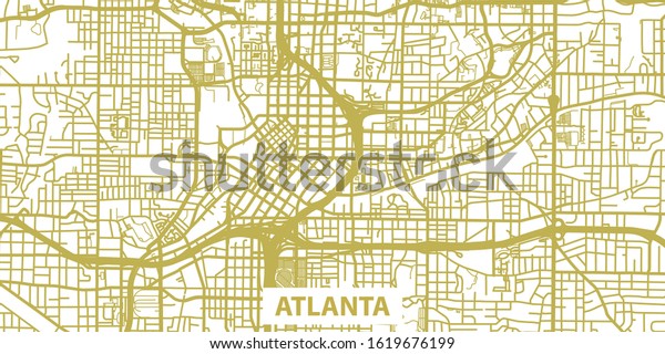 Detailed Vector Map Atlanta Gold Title Stock Vector (Royalty Free ...