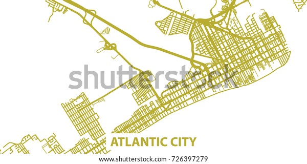 Detailed Vector Map Atlantic City Gold Stock Vector (Royalty Free ...