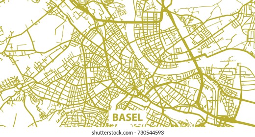 Detailed Vector Map Basel Gold Title Stock Vector (Royalty Free ...