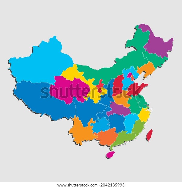 Detailed Vector Map China Divided On Stock Vector (Royalty Free ...