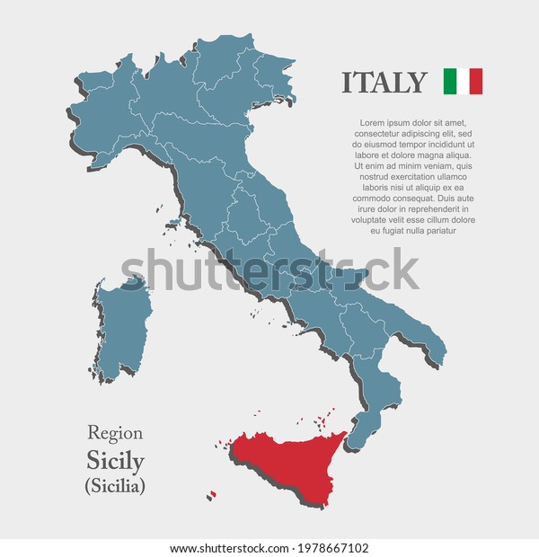 Detailed Vector Map Country Italy Divide Stock Vector (Royalty Free ...