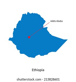 Detailed Vector Map Ethiopia Capital City Stock Vector (Royalty Free ...